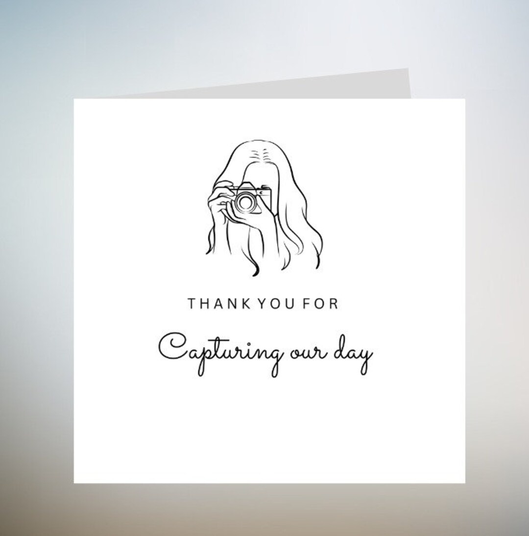 Thankyou Photographer Card, Thank You for Capturing Our Day, Card for ...