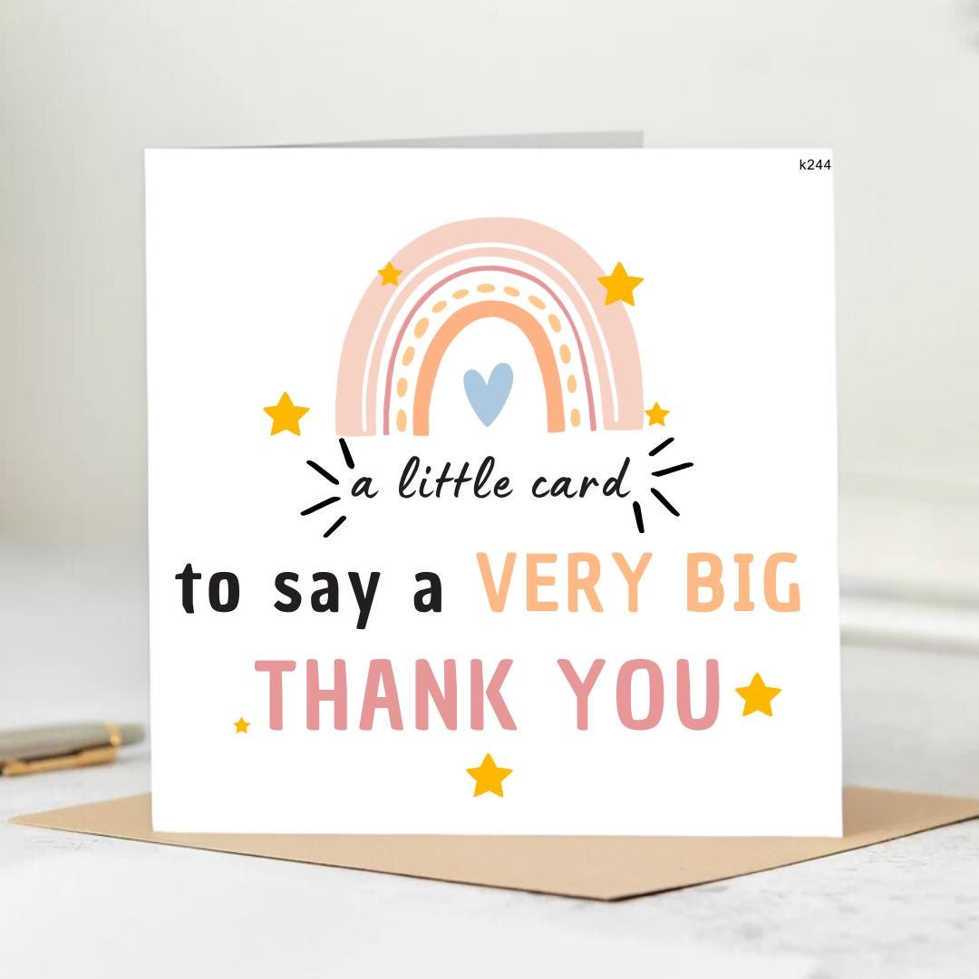 Simple Thank You Card, Little Card to Say A Huge Thank You, Thank You ...