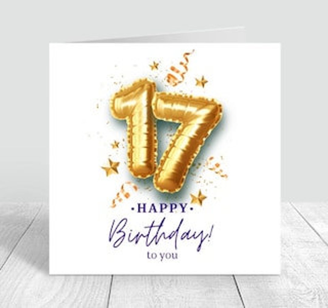 Personalized 17th Birthday Card for Son: Happy 17th, 6x6 - Etsy
