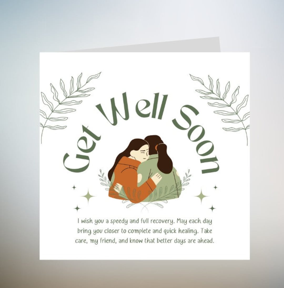Get Well Soon Card, Hope You Feel Better Soon Card, Speedy Recovery Get ...