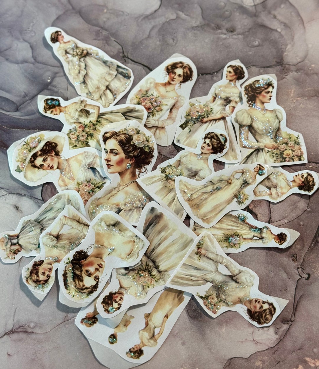 Vintage Bride Stickers Glittery Easy Peel Stickers - Etsy