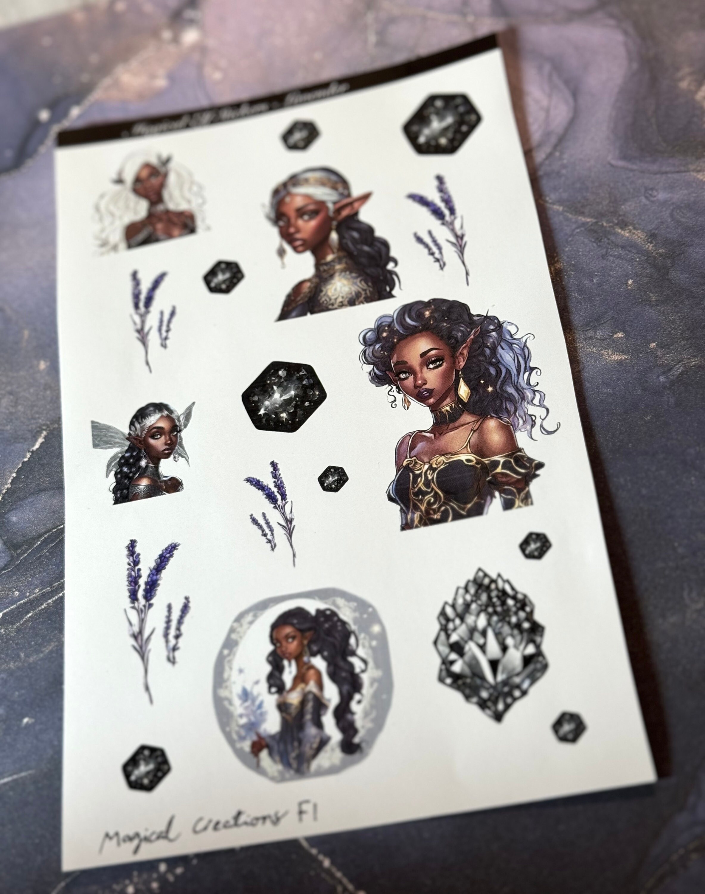 Magical Elf Sticker Sheet 2 lavender 1 Sheet of Glossy Stickers 18 ...
