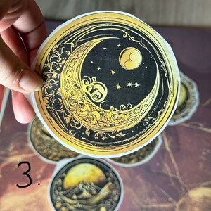 Golden Moon Sticker - 1 Big Easy to Peel Sticker - Perfect for Crafting ...