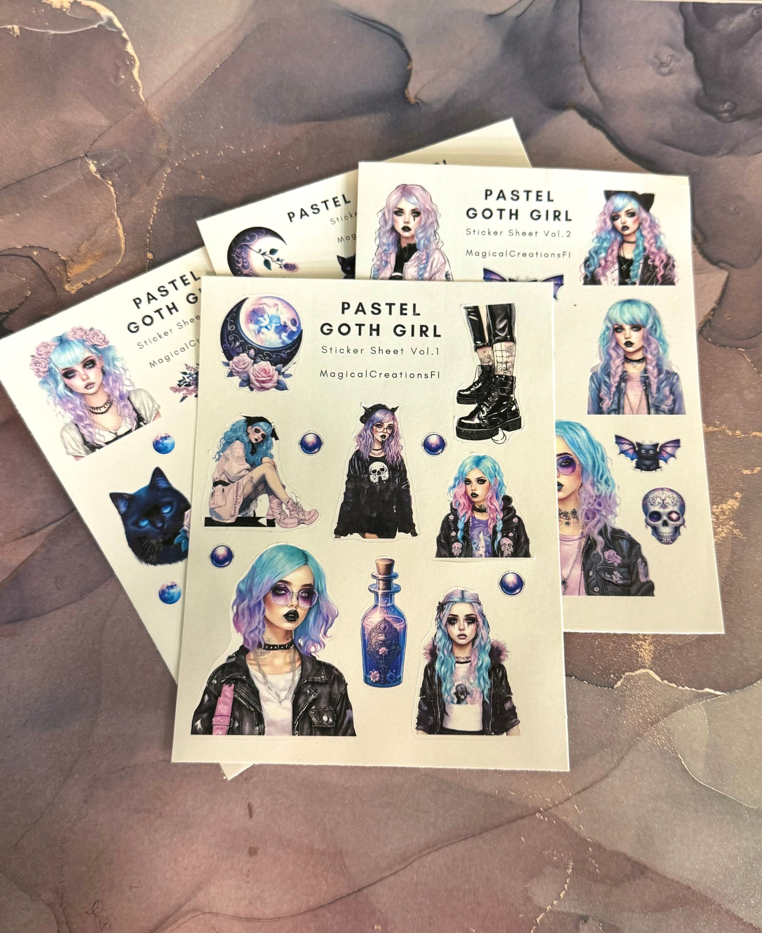 Pastel Goth Girl Sticker Sheet Vol.1 pastel Goth Girl Stickers, Planner ...