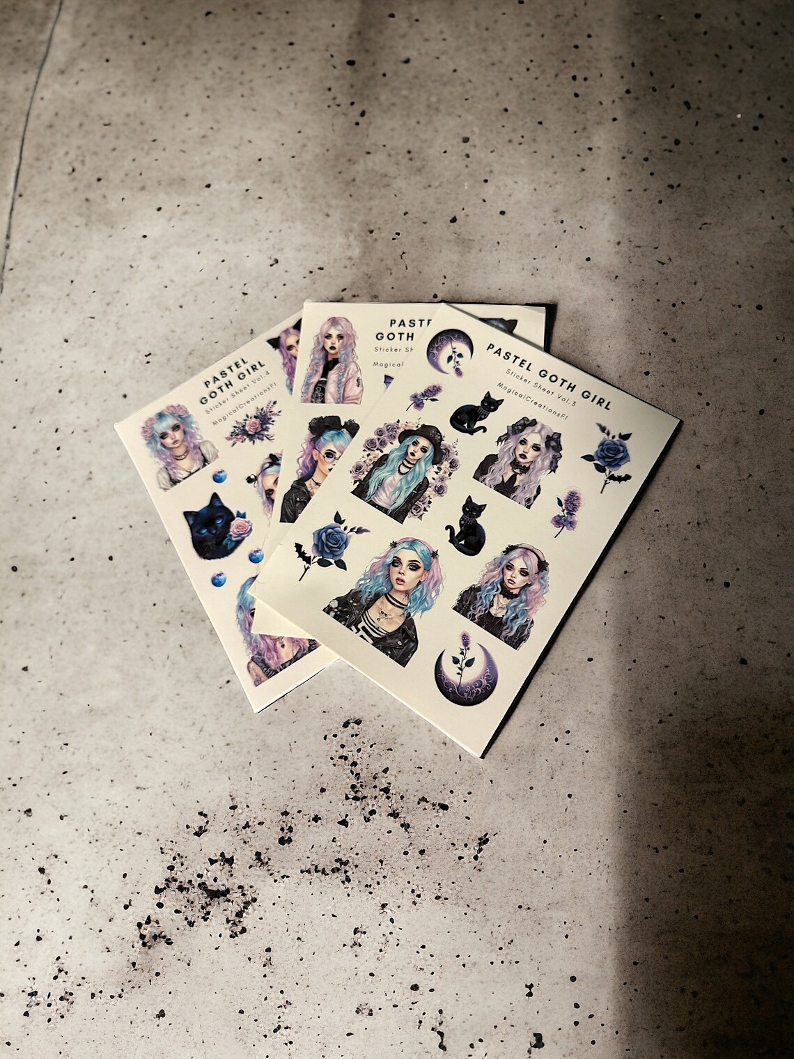 Pastel Goth Girl Sticker Sheet Vol.3 Stickers Pastel Goth Girl Stickers ...