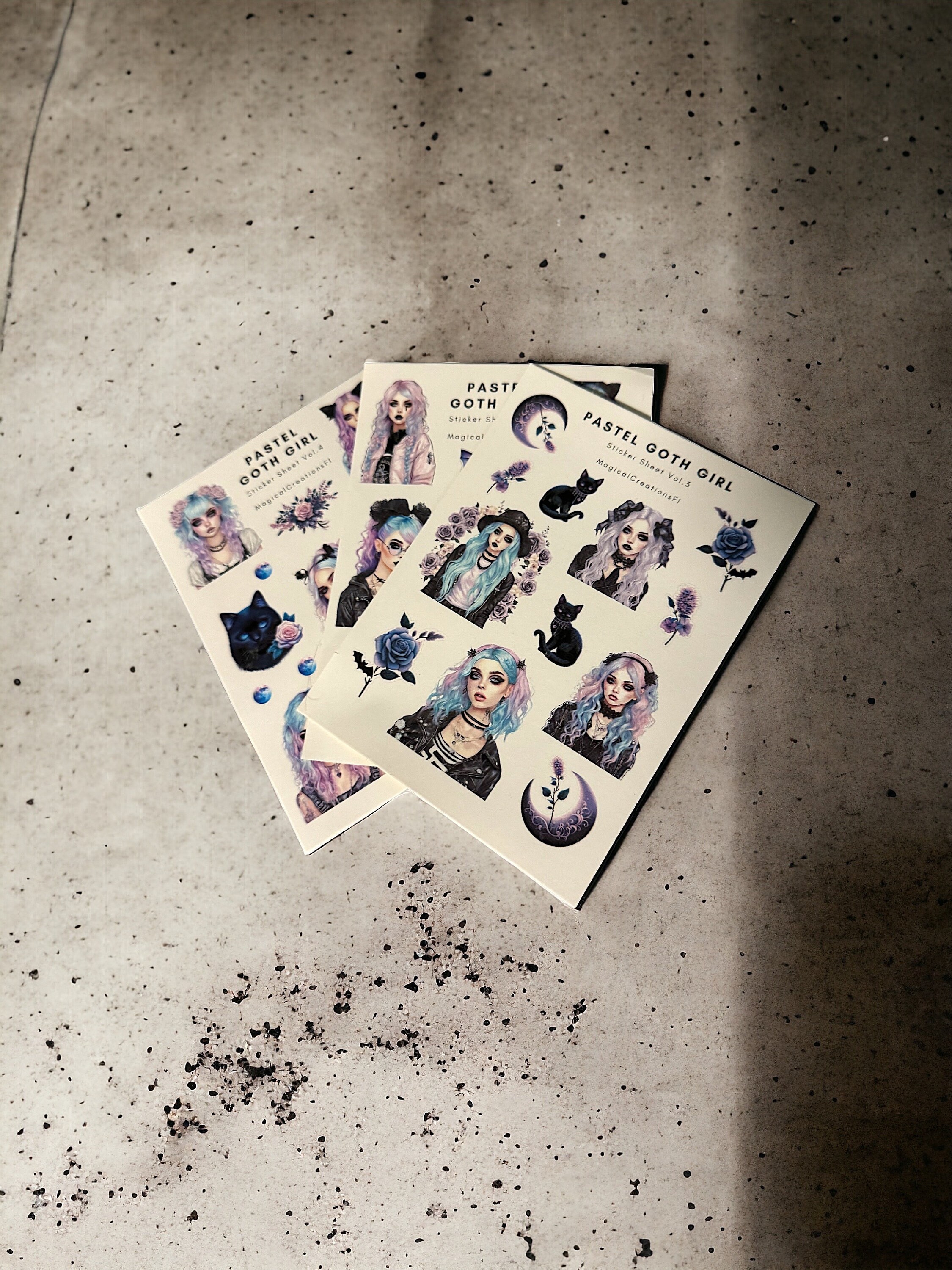 Pastel Goth Girl Sticker Sheet Vol.3 Stickers Pastel Goth Girl Stickers ...