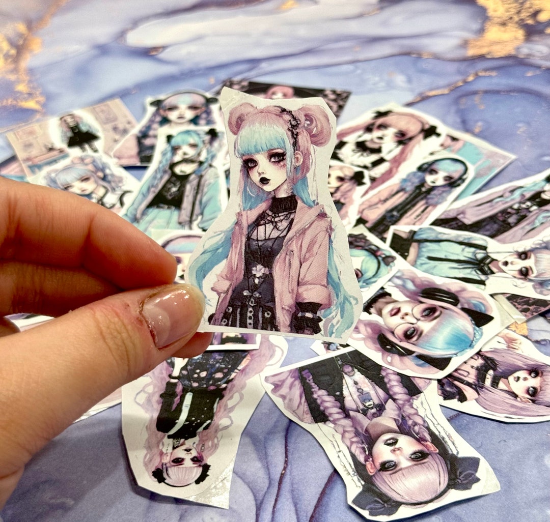 Pastel Goth Girl Stickers - 24 Pcs EASY TO PEEL Stickers Perfect for ...
