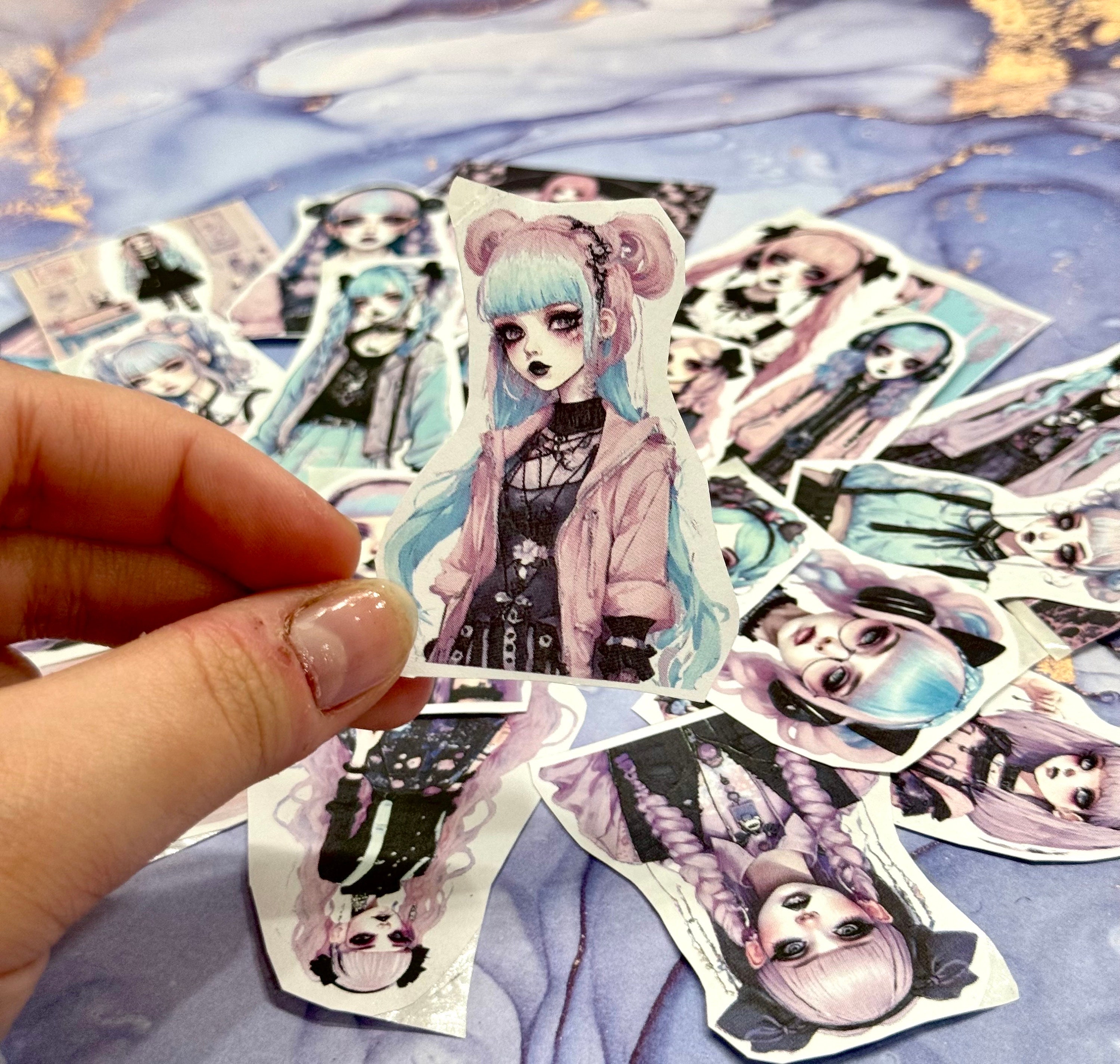 Pastel Goth Girl Stickers - 24 Pcs EASY TO PEEL Stickers Perfect for ...