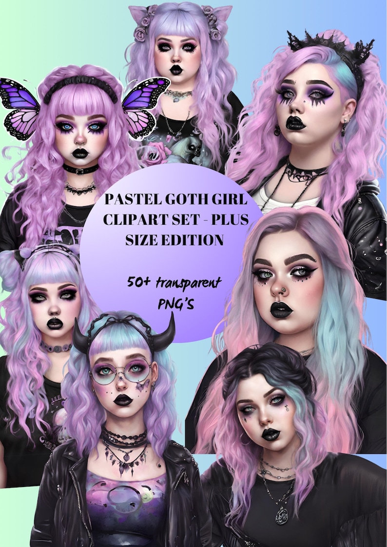 Pastel Goth Girl Clipart - Plus Size Edition, 50+ High Quality Png’s ...
