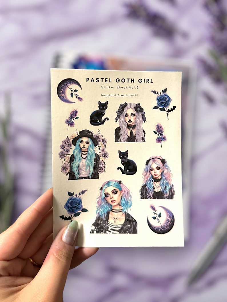 Pastel Goth Girl Sticker Sheet Vol.3 Stickers Pastel Goth Girl Stickers ...