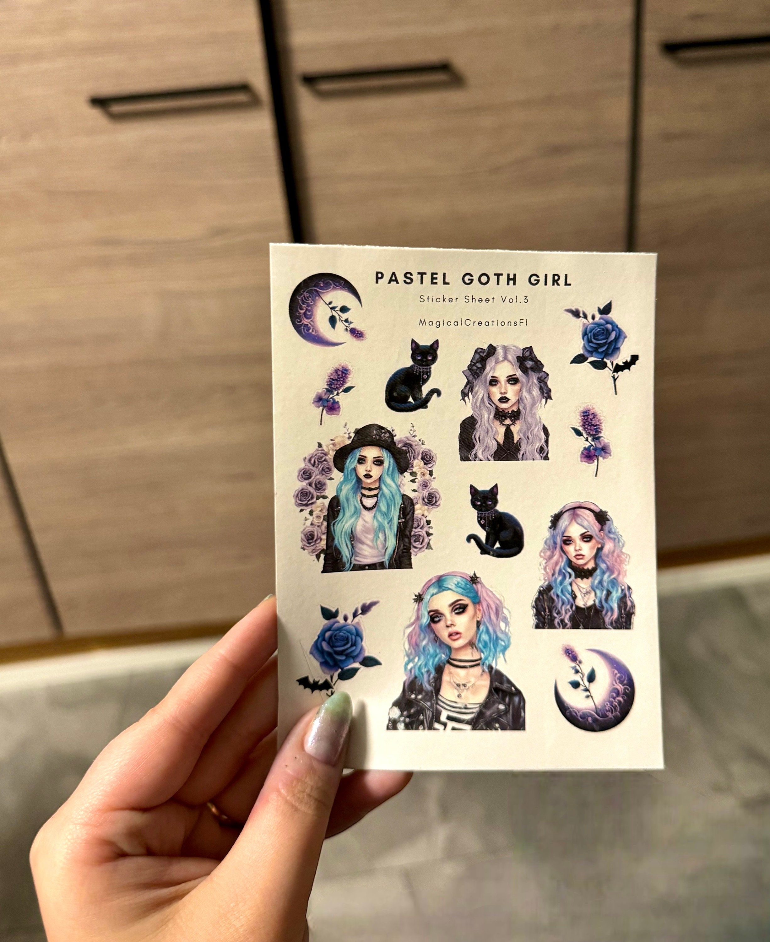 Pastel Goth Girl Sticker Sheet Vol.3 Stickers Pastel Goth Girl Stickers ...