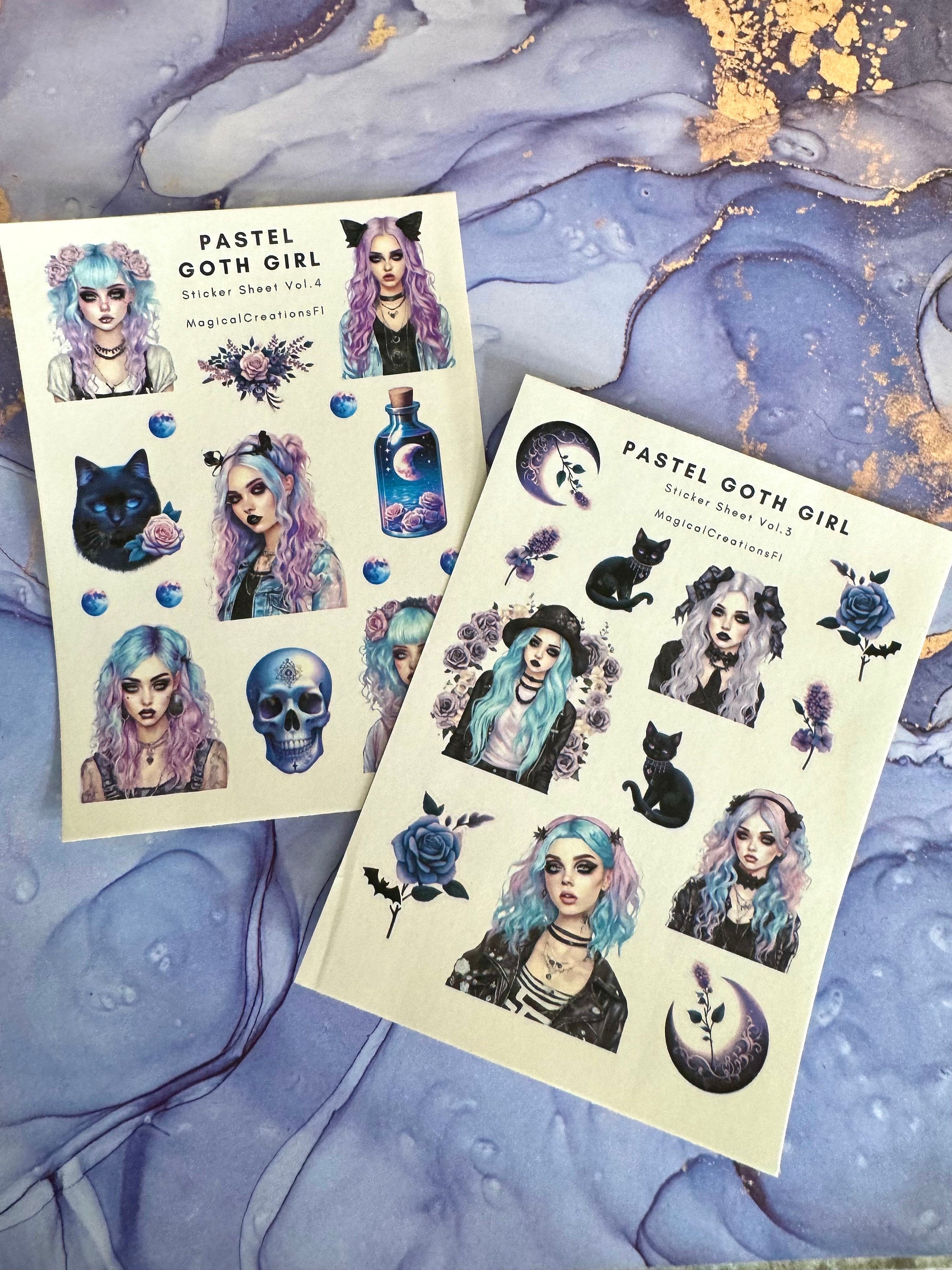 Pastel Goth Girl Sticker Sheet Vol.3 Stickers Pastel Goth Girl Stickers ...