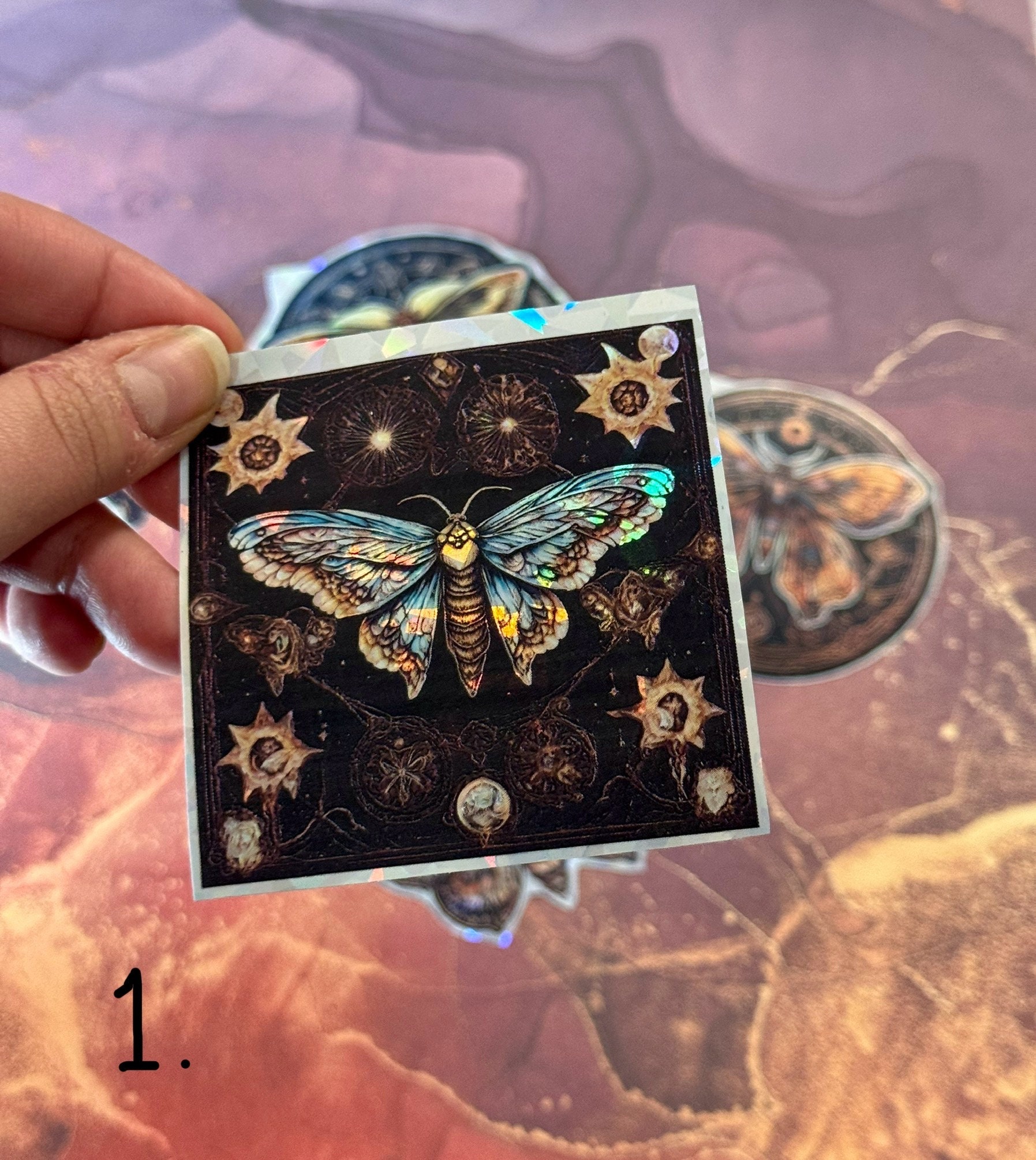 Holographic Spiritual Moth Sticker Easy Peel Stickers Perfect for ...