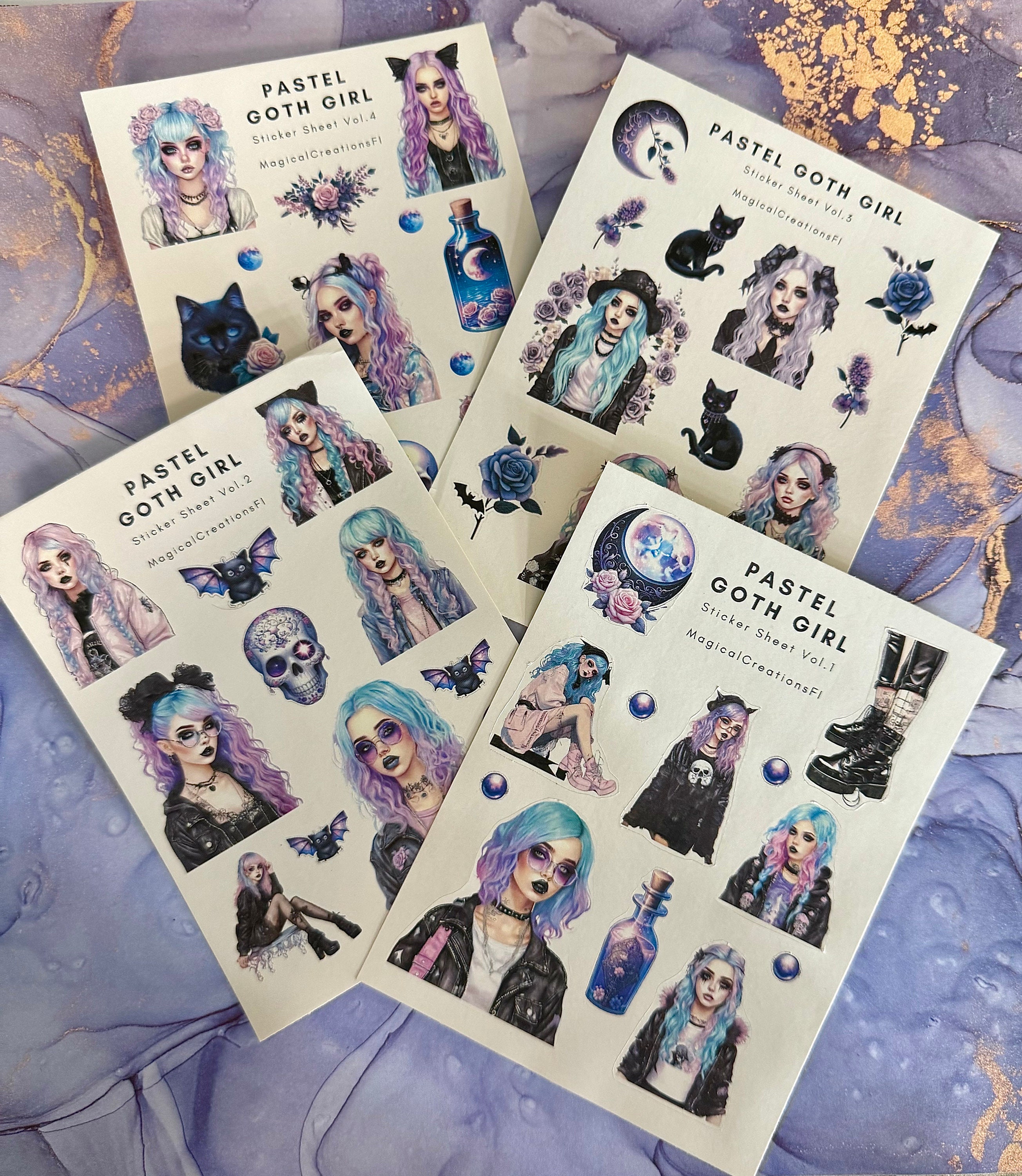Pastel Goth Girl Sticker Sheet Vol.1 pastel Goth Girl Stickers, Planner ...