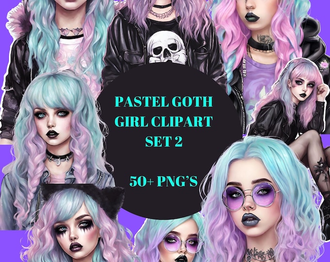 Pastel Goth Girl Clipart - Plus Size Edition, 50+ High Quality Png’s ...