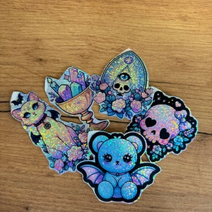Sparkly Witch Themed Sticker 2 - Batbear - Gorgeous Holographic Witch ...