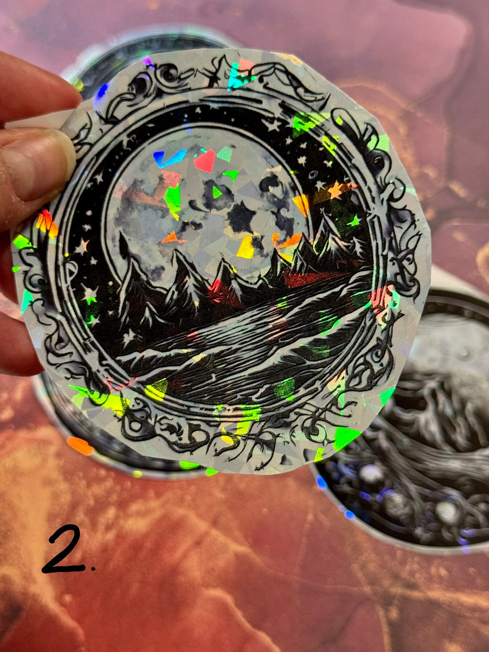 Holographic Moon Sticker - 1 Big Easy to Peel Sticker - Perfect for ...