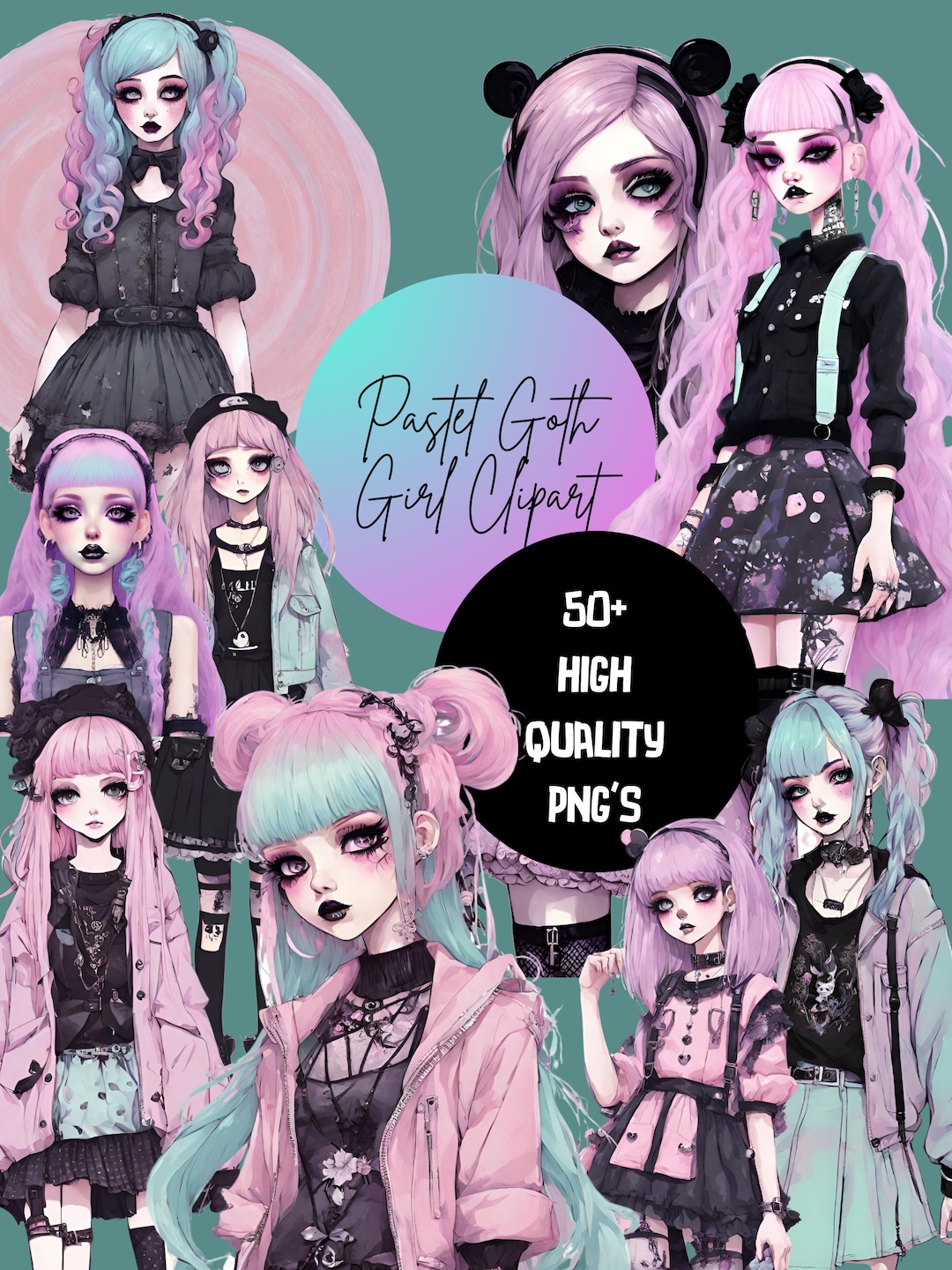 Pastel Goth Girl Clipart - 50+ High Quality Png’s - Transparent ...
