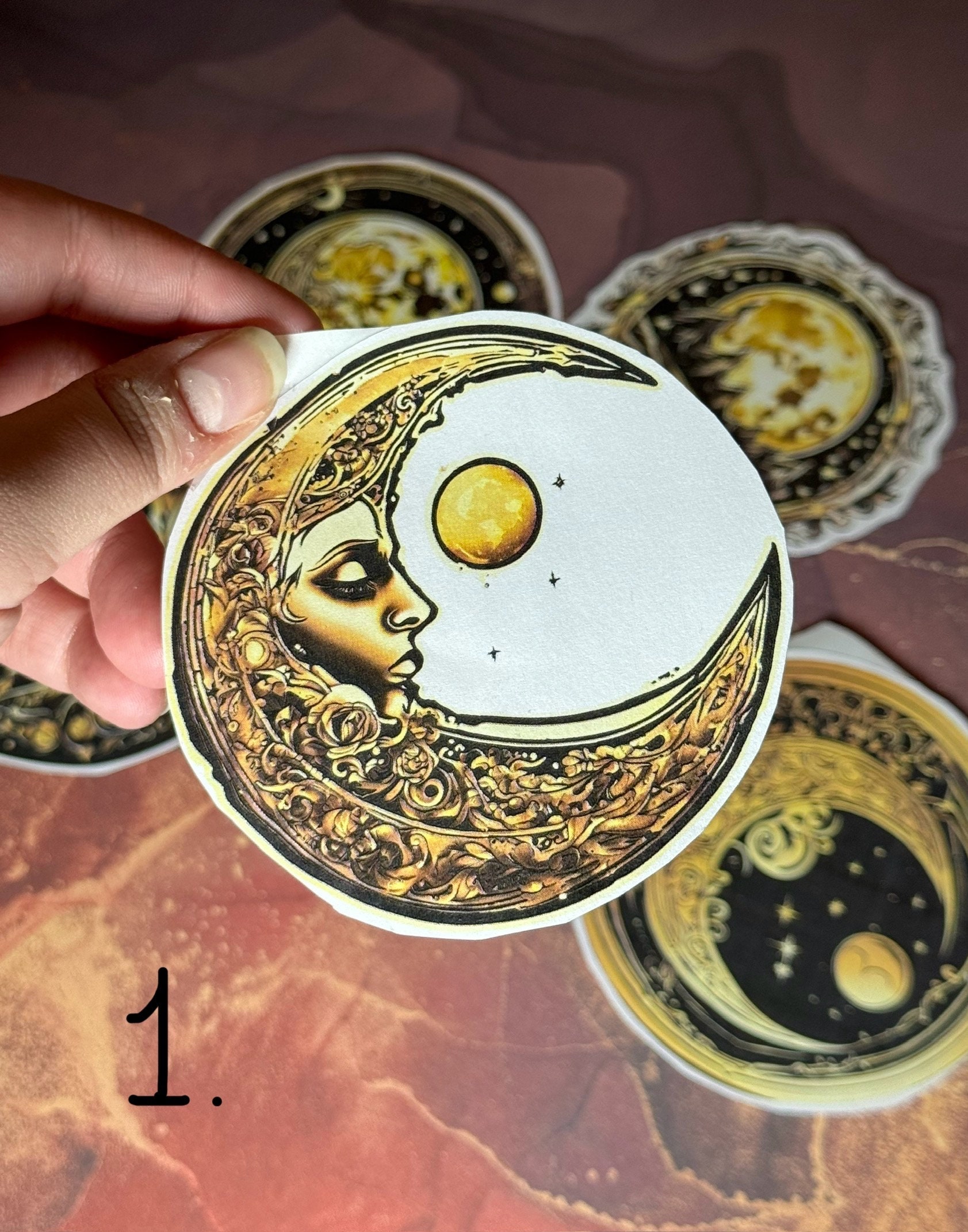 Golden Moon Sticker - 1 Big Easy to Peel Sticker - Perfect for Crafting ...