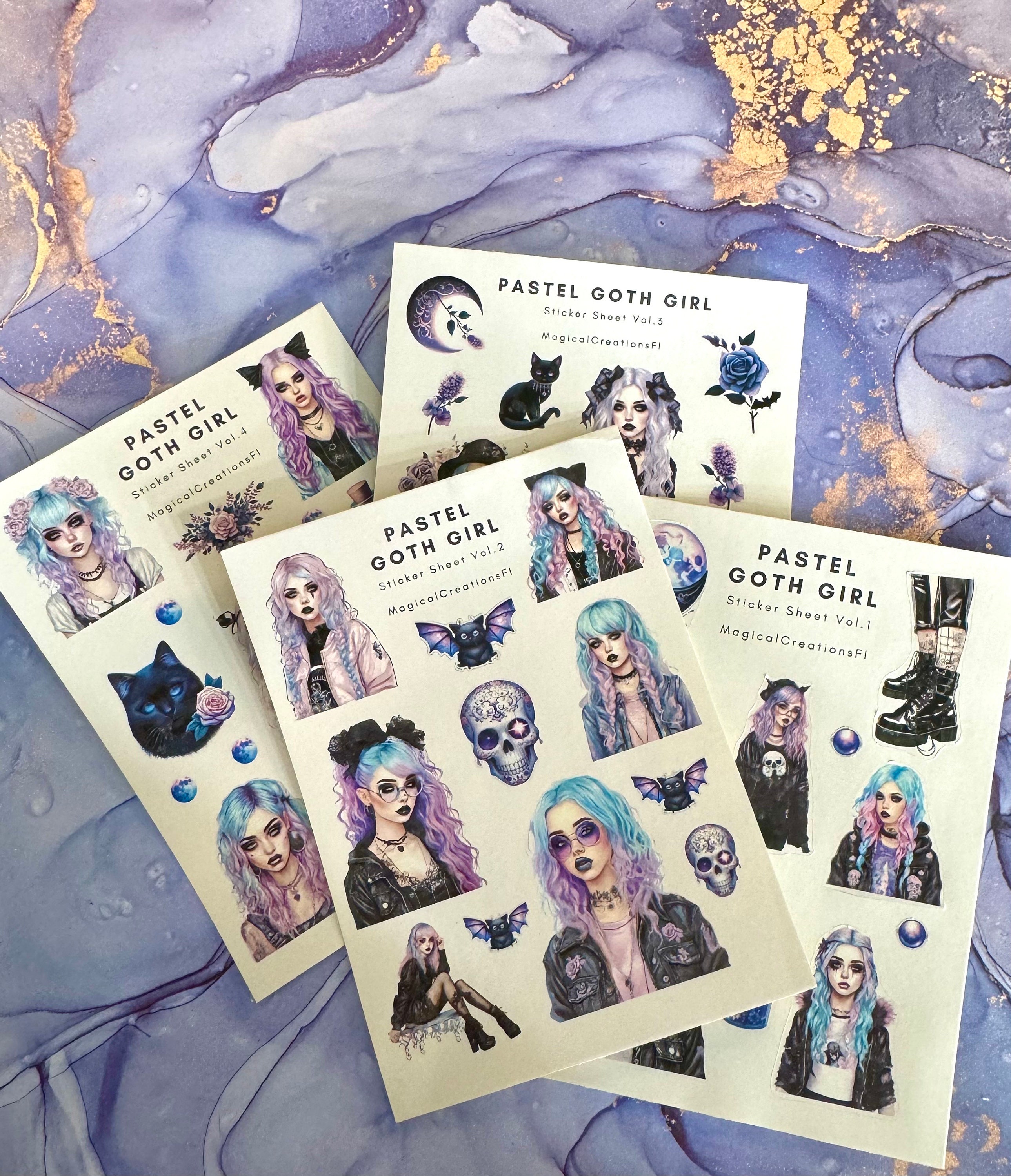 Pastel Goth Girl Sticker Sheet Vol.2 - Stickers - Pastel Goth Girl ...