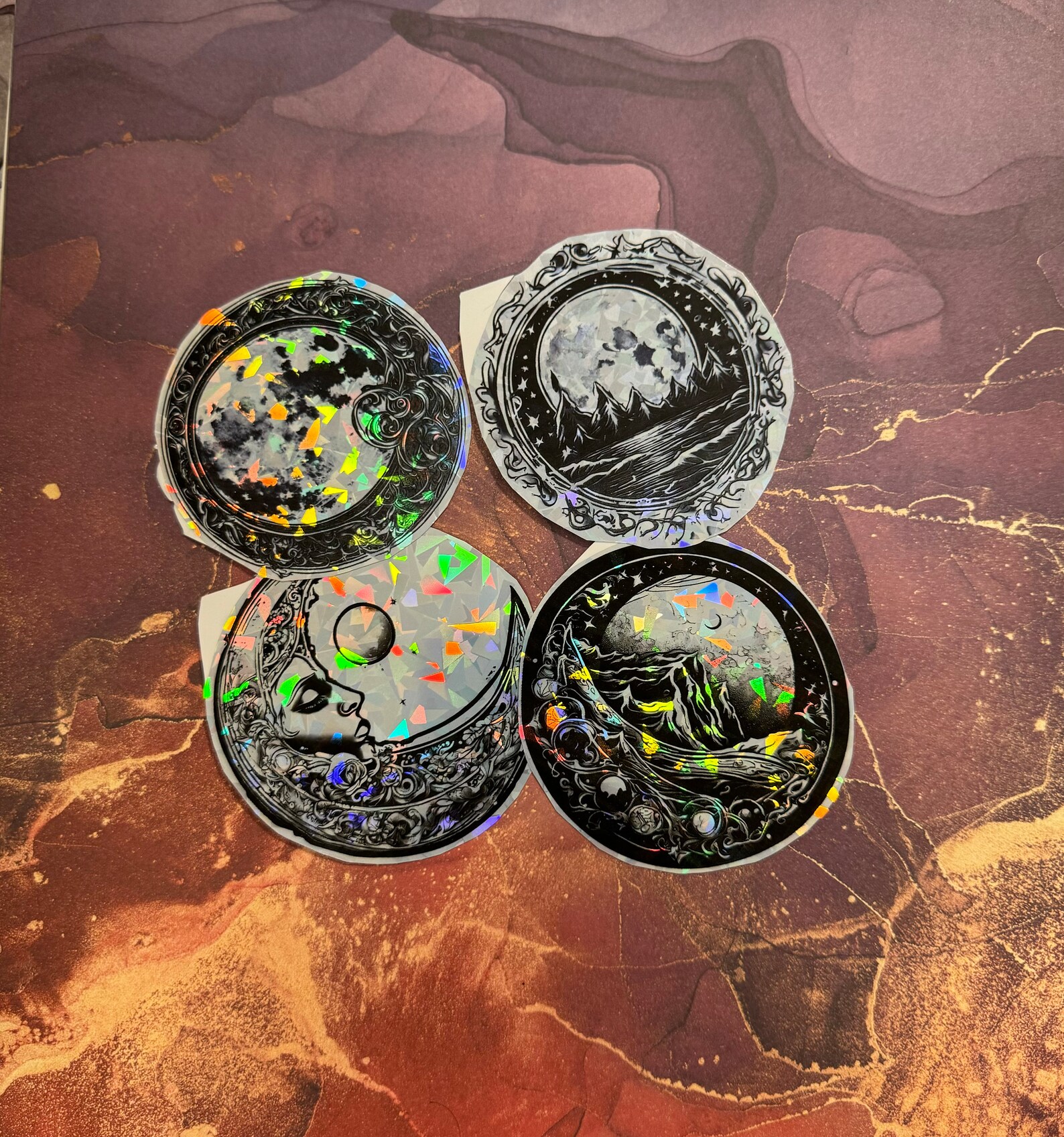 Holographic Moon Sticker - 1 Big Easy to Peel Sticker - Perfect for ...