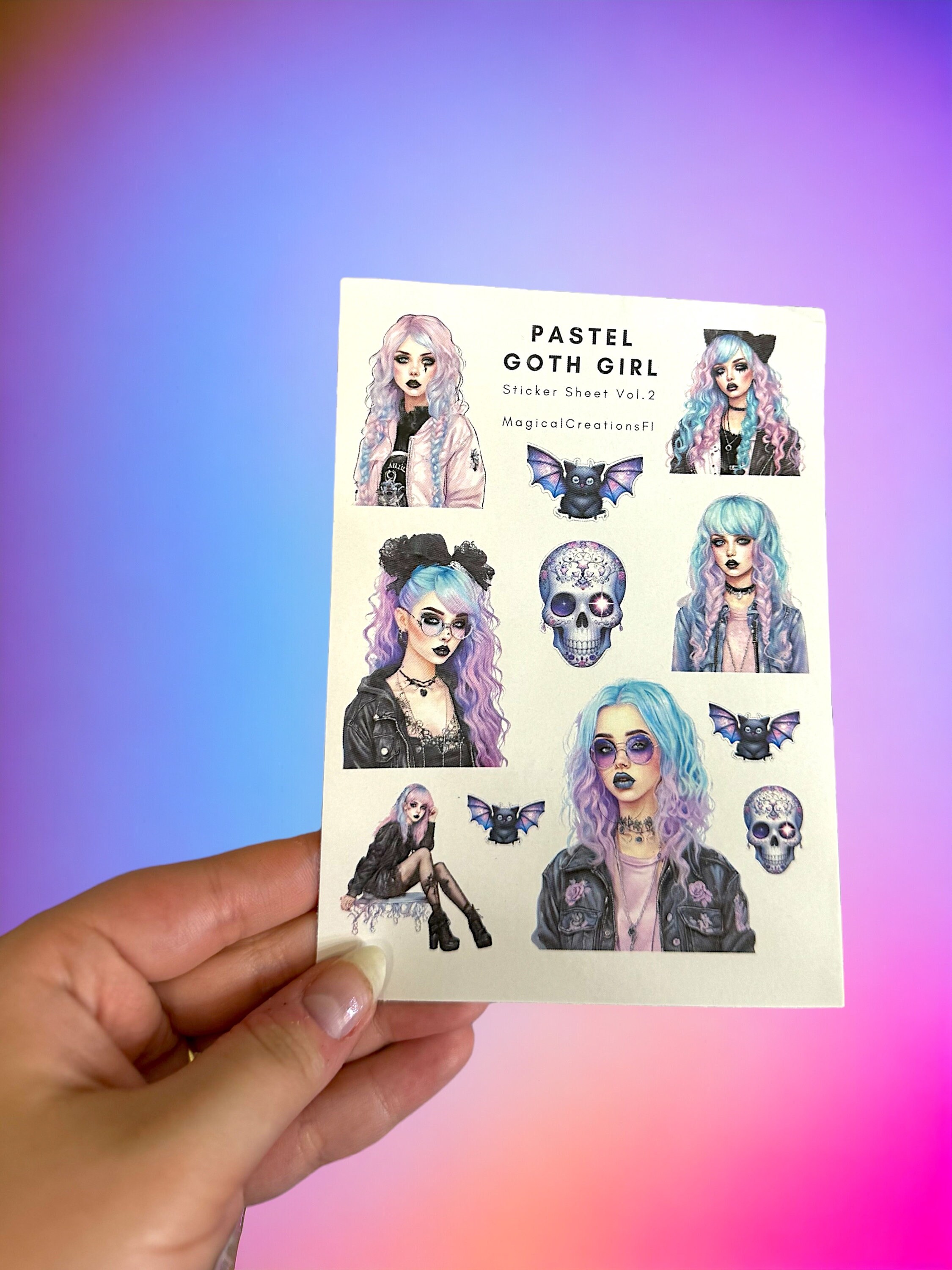 Pastel Goth Girl Sticker Sheet Vol.2 - Stickers - Pastel Goth Girl ...