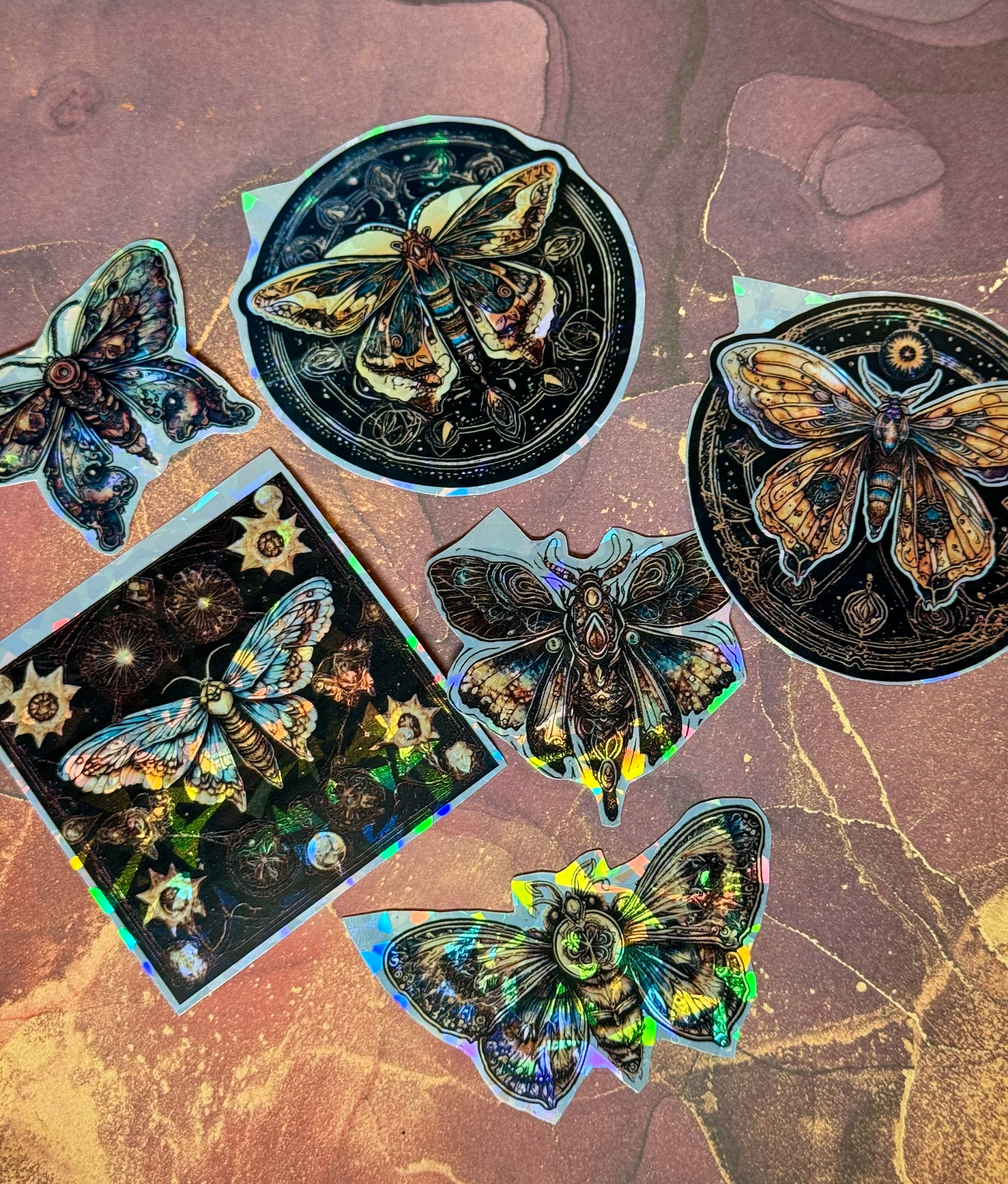 Holographic Spiritual Moth Sticker Easy Peel Stickers Perfect for ...