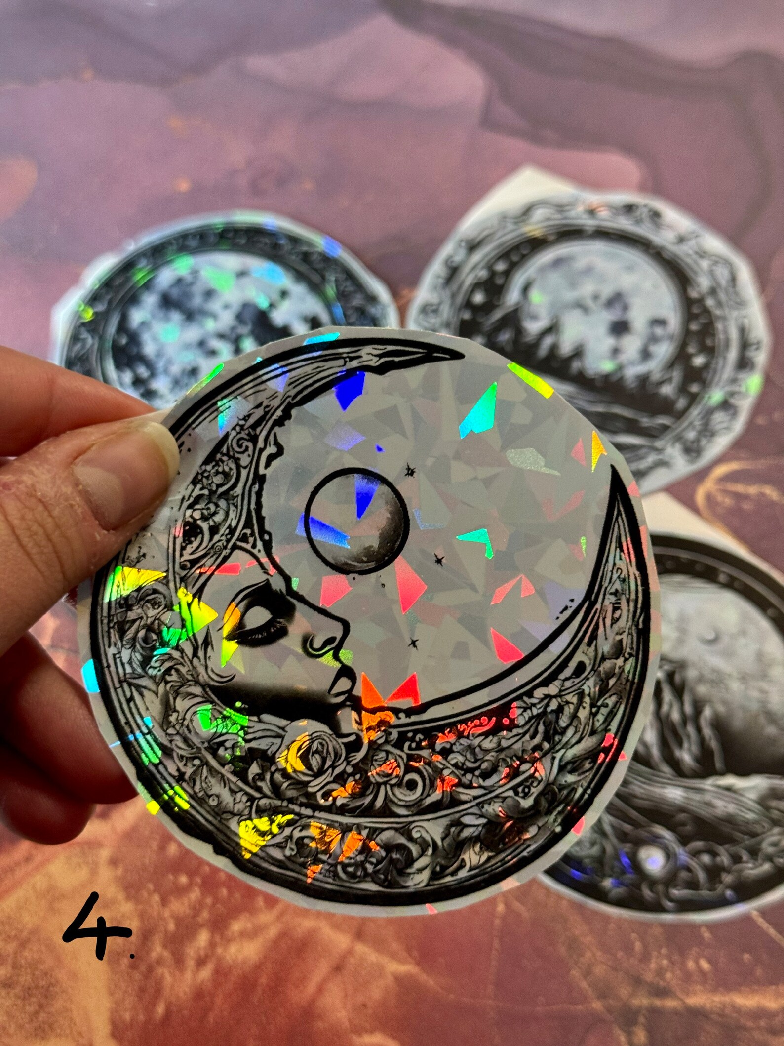Holographic Moon Sticker - 1 Big Easy to Peel Sticker - Perfect for ...