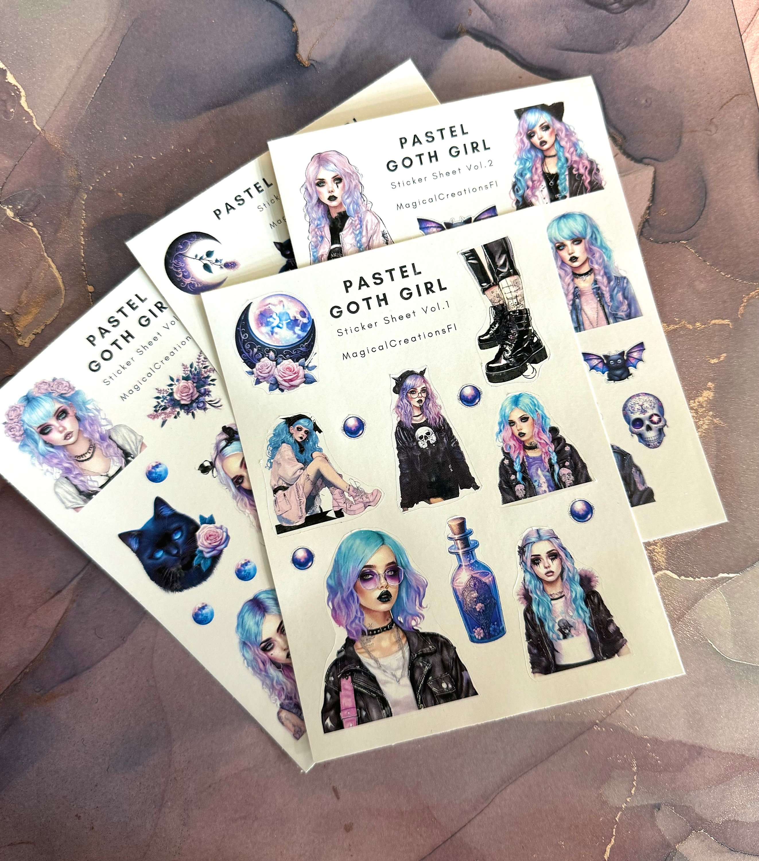 Pastel Goth Girl Sticker Sheet Vol.1 pastel Goth Girl Stickers, Planner ...