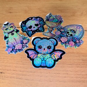 Sparkly Witch Themed Sticker 2 - Batbear - Gorgeous Holographic Witch ...