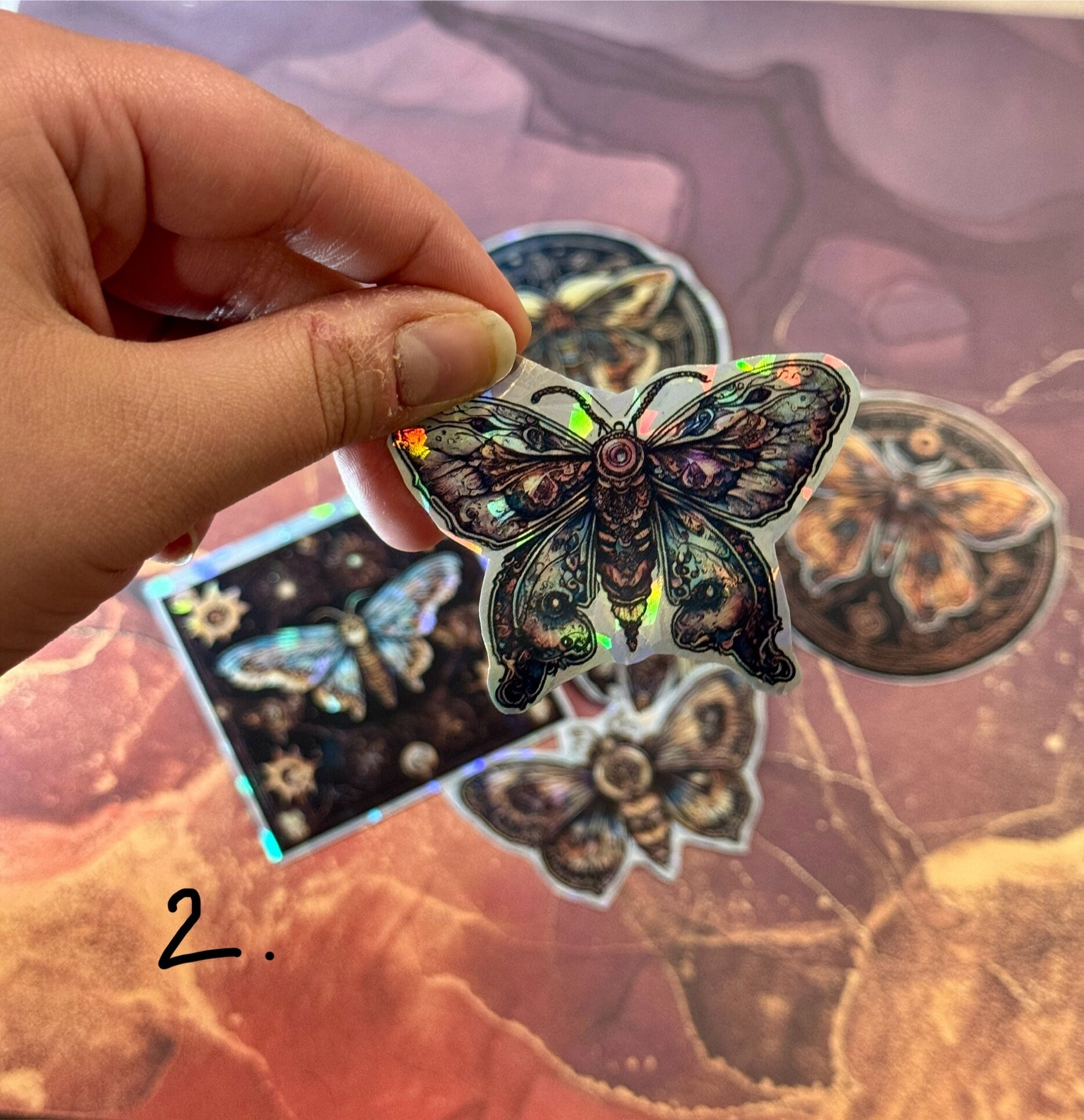 Holographic Spiritual Moth Sticker Easy Peel Stickers Perfect for ...