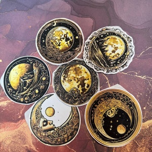 Golden Moon Sticker - 1 Big Easy to Peel Sticker - Perfect for Crafting ...