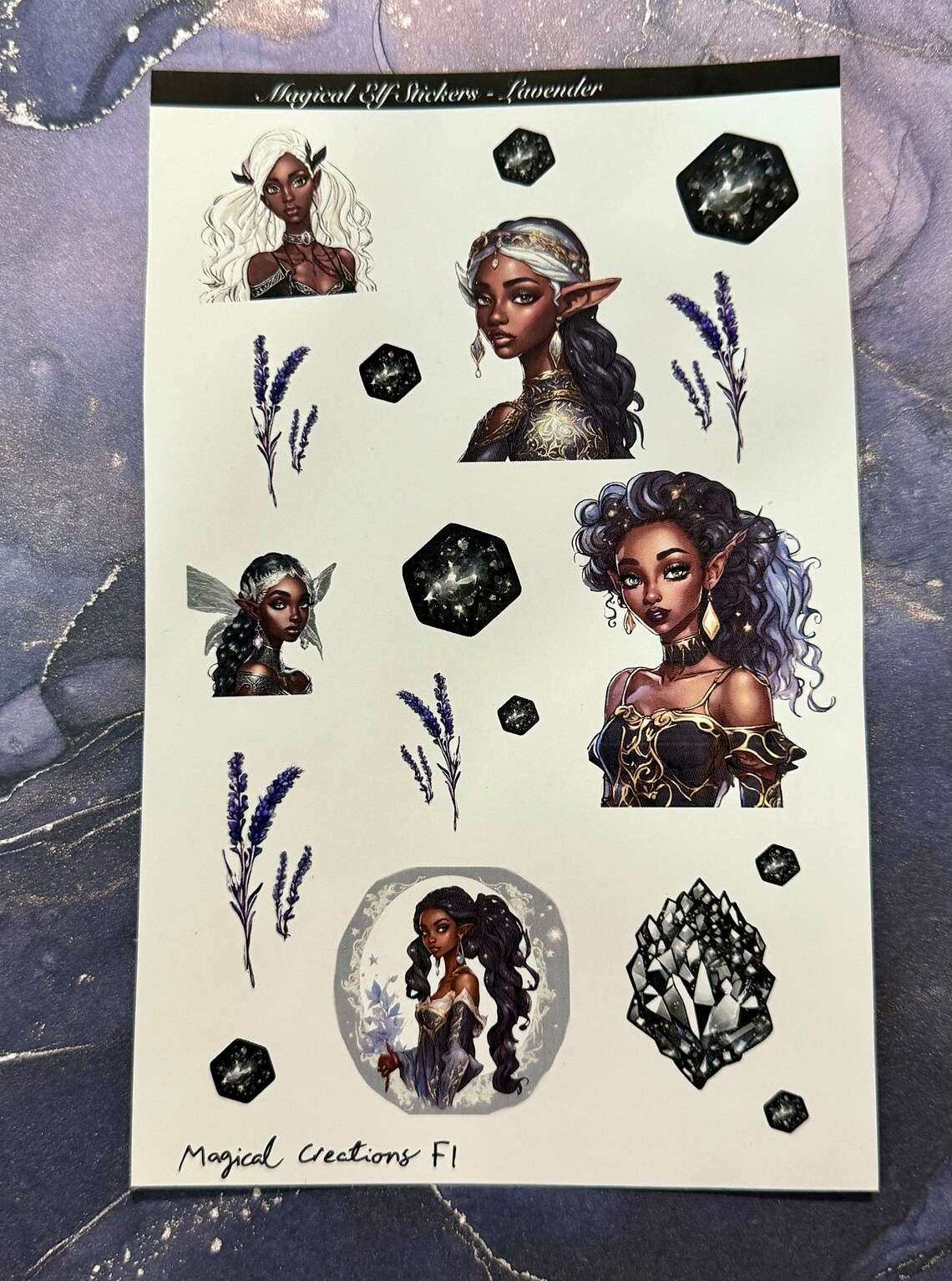 Magical Elf Sticker Sheet 2 lavender 1 Sheet of Glossy Stickers 18 ...
