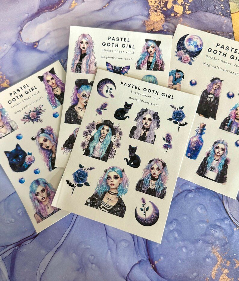 Pastel Goth Girl Sticker Sheet Vol.3 Stickers Pastel Goth Girl Stickers ...
