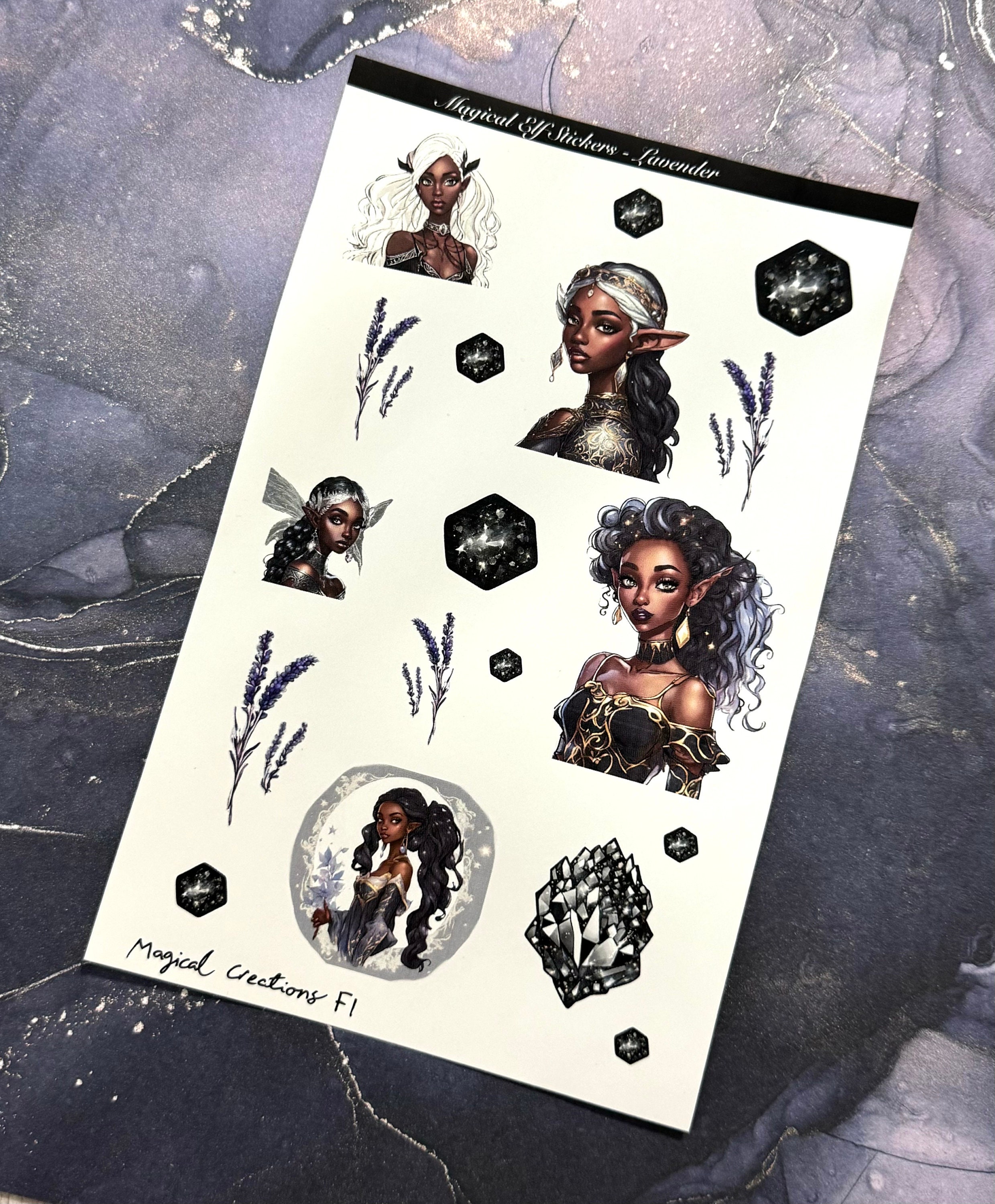 Magical Elf Sticker Sheet 2 lavender 1 Sheet of Glossy Stickers 18 ...