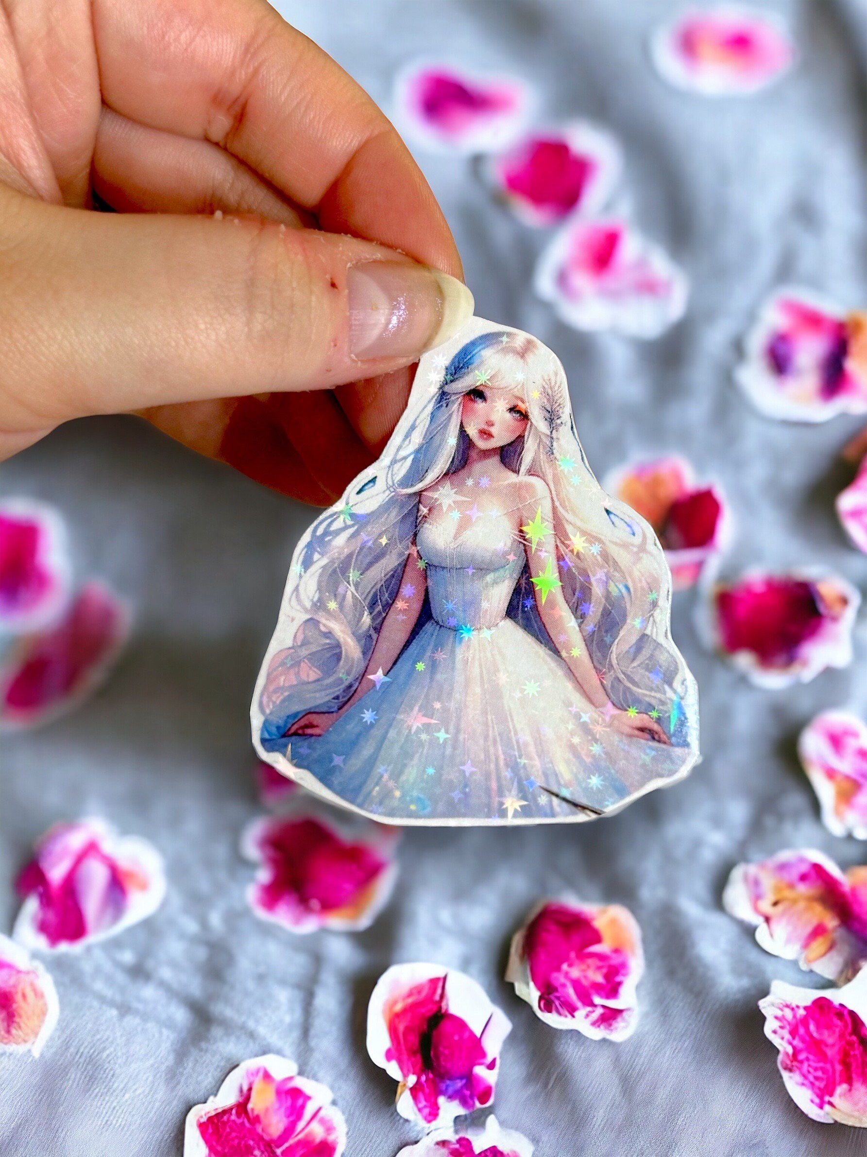 The Moon Girl (2) -sticker, Waterproof Easy Peel Stickers, Glitter ...