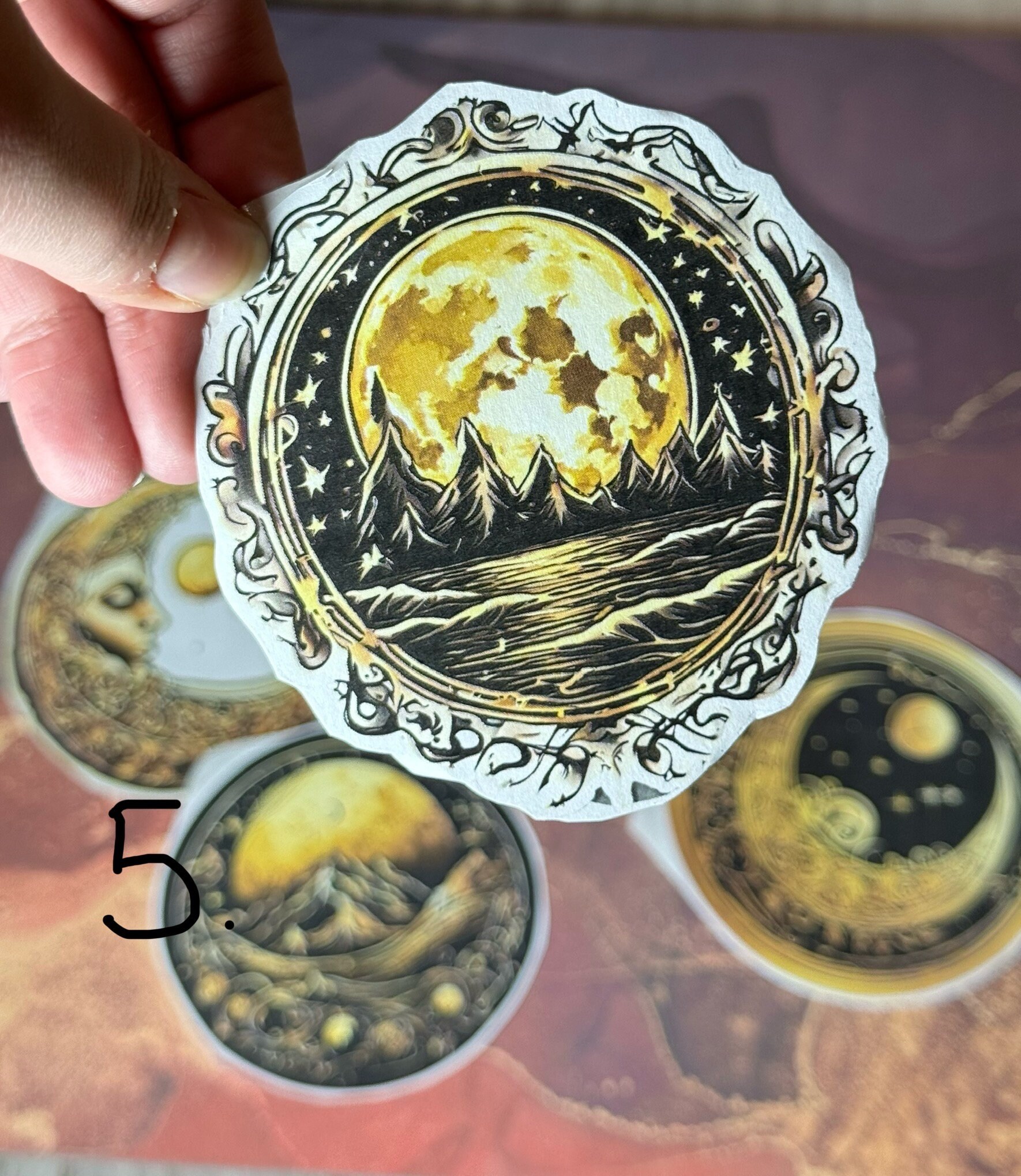 Golden Moon Sticker - 1 Big Easy to Peel Sticker - Perfect for Crafting ...