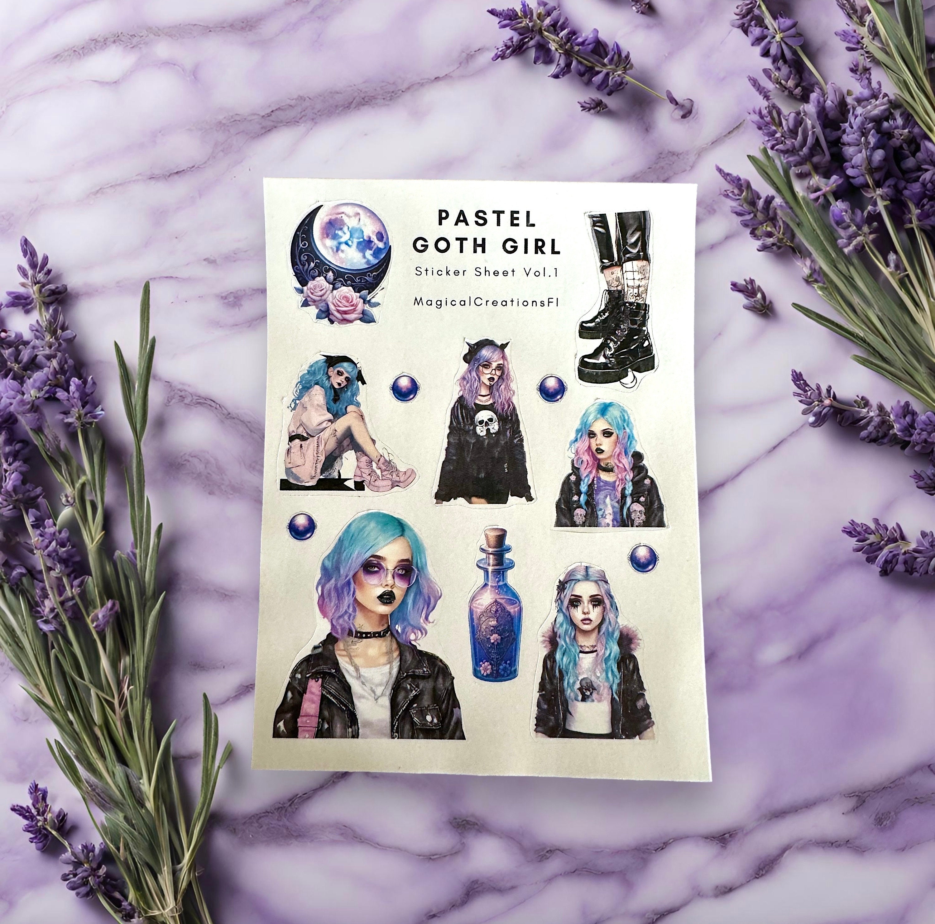 Pastel Goth Girl Sticker Sheet Vol.1 pastel Goth Girl Stickers, Planner ...