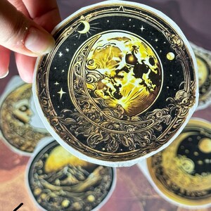 Golden Moon Sticker - 1 Big Easy to Peel Sticker - Perfect for Crafting ...