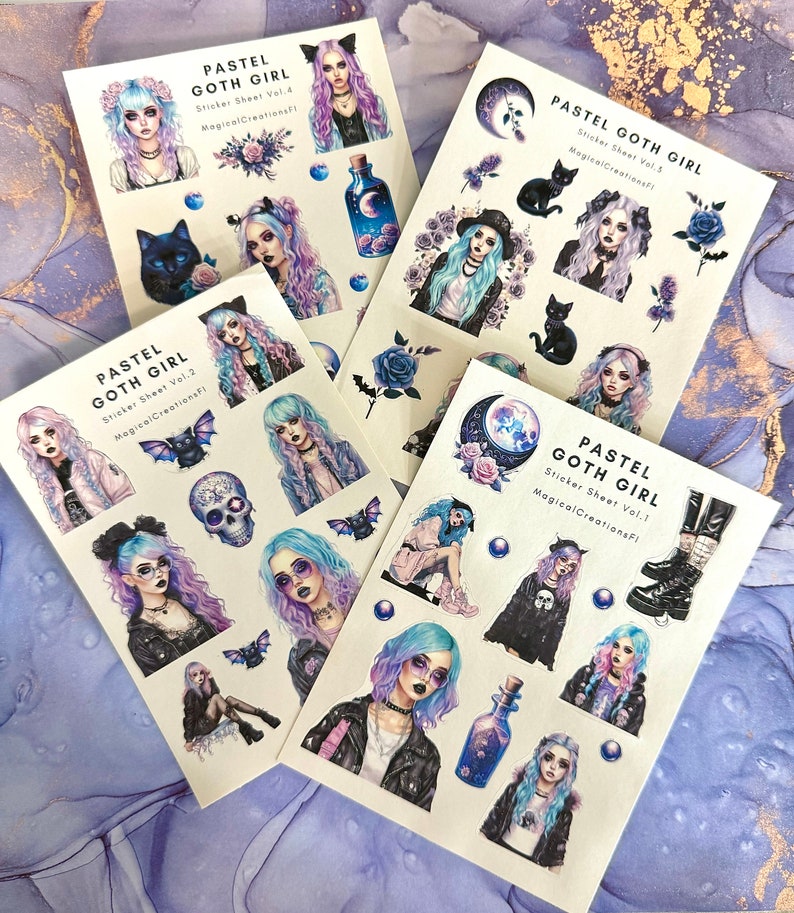 Pastel Goth Girl Sticker Sheet Vol.2 - Stickers - Pastel Goth Girl ...