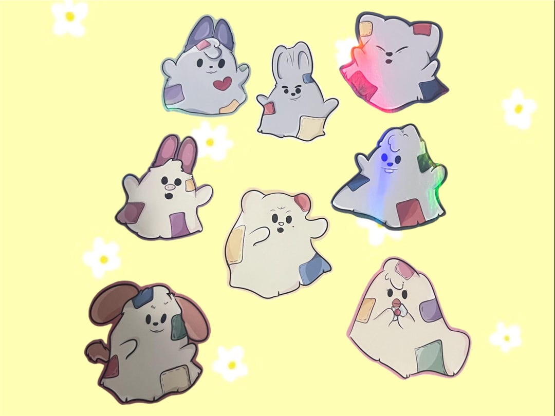 SKZOO Inspired Halloween Ghost Holographic Stickers | Laminated Sticker ...