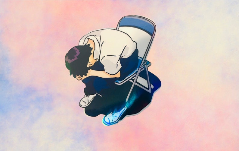 Shinji Chair Meme Fan Art Sticker | Vinyl Holographic Laminated Sticker ...