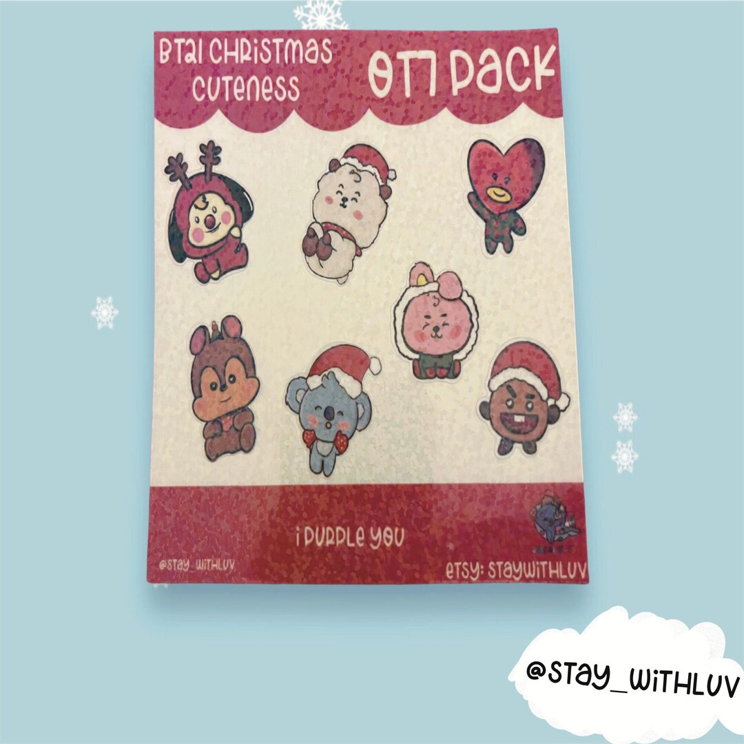 BTS Inspired BT21 Christmas Cuteness Sticker Sheet | Christmas Koya RJ ...