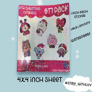 BTS Inspired BT21 Christmas Cuteness Sticker Sheet Christmas Koya RJ ...