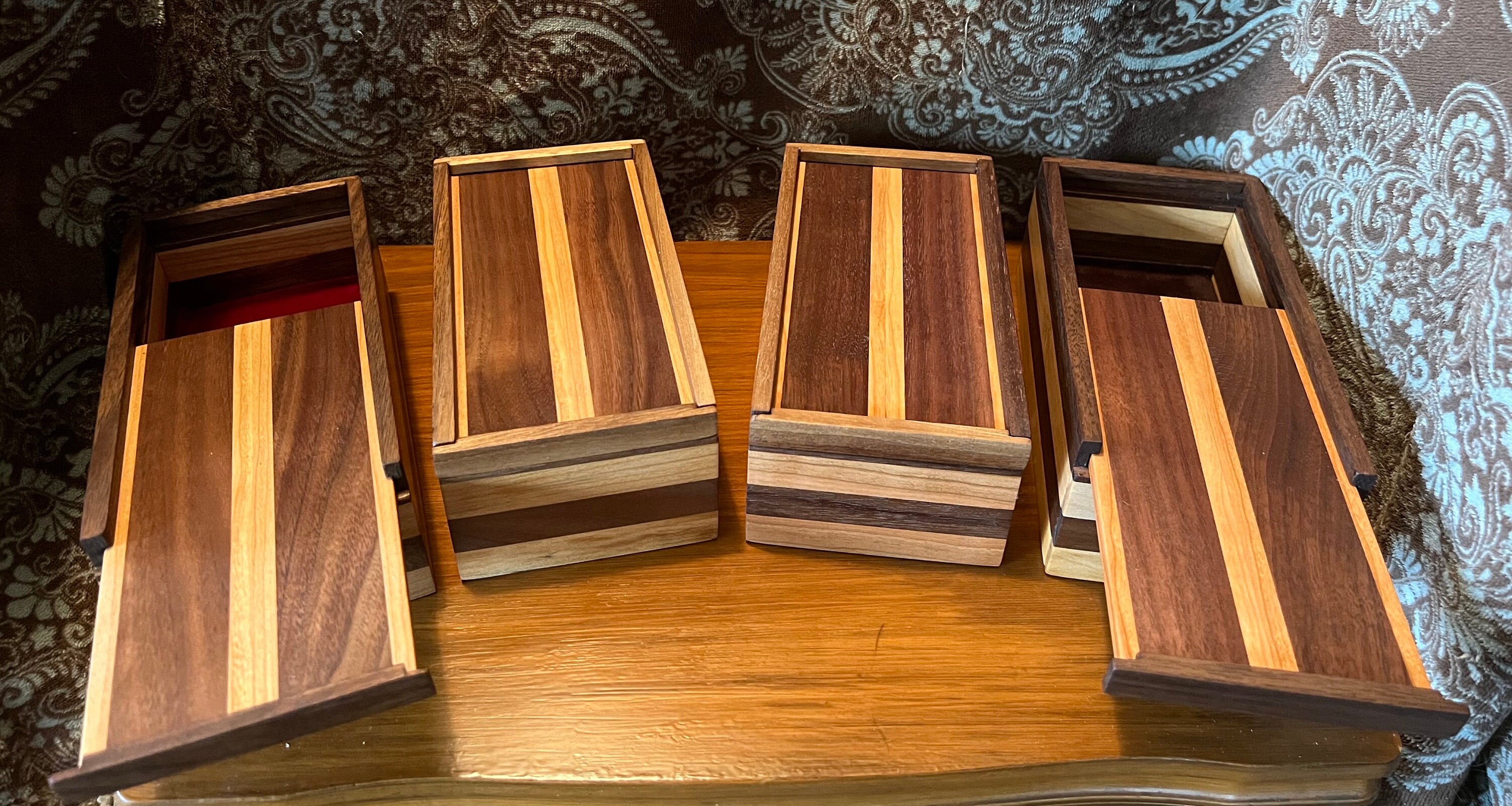 Slide Lid Wooden Box 7-1/4x4x2-3/4 Cherry & Walnut Felt Interior - Etsy