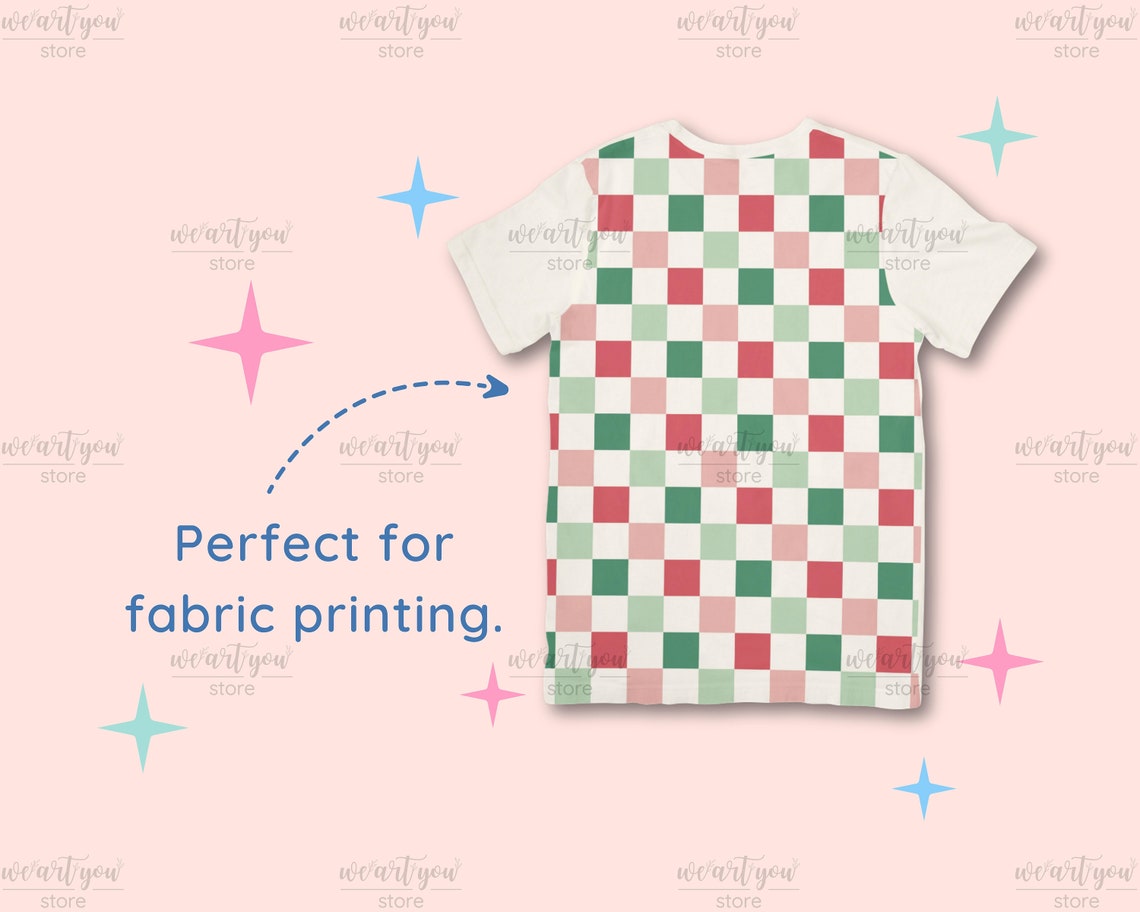 Muted Christmas Checkered Seamless Pattern, Muted Red Green Checkered ...