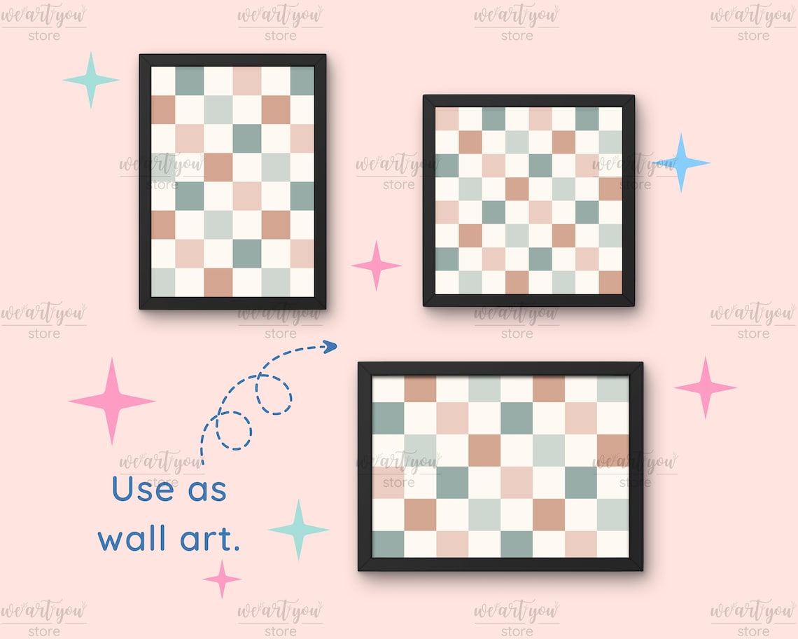 Neutral Checkered Seamless Pattern Boho Checkered Seamless Digital ...