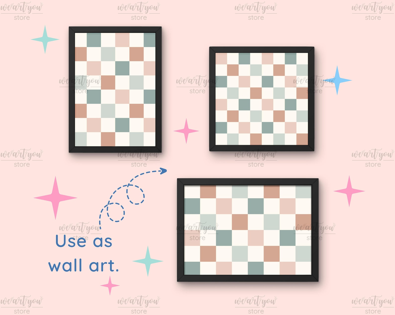 Neutral Checkered Seamless Pattern Boho Checkered Seamless Digital ...