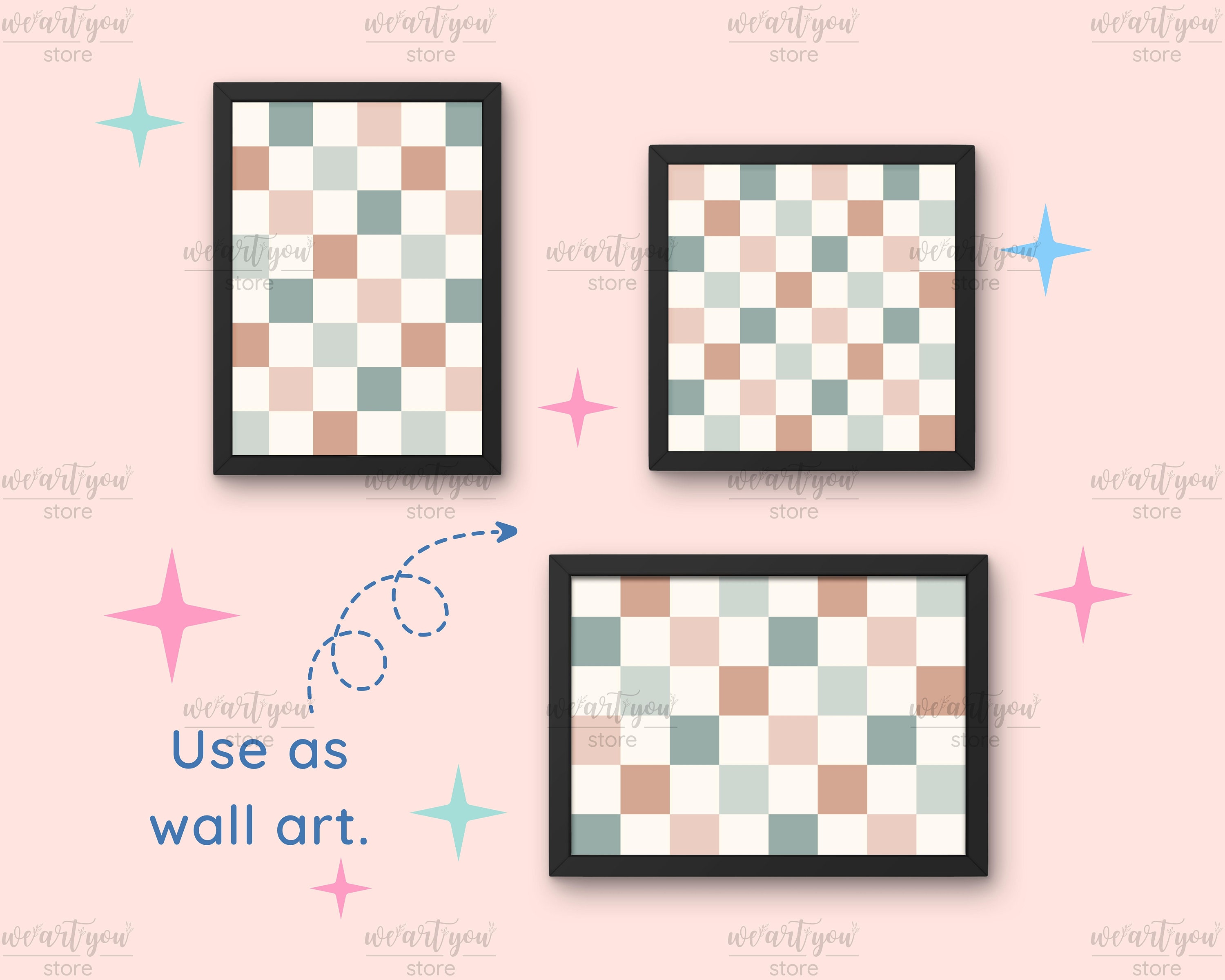 Neutral Checkered Seamless Pattern Boho Checkered Seamless Digital ...