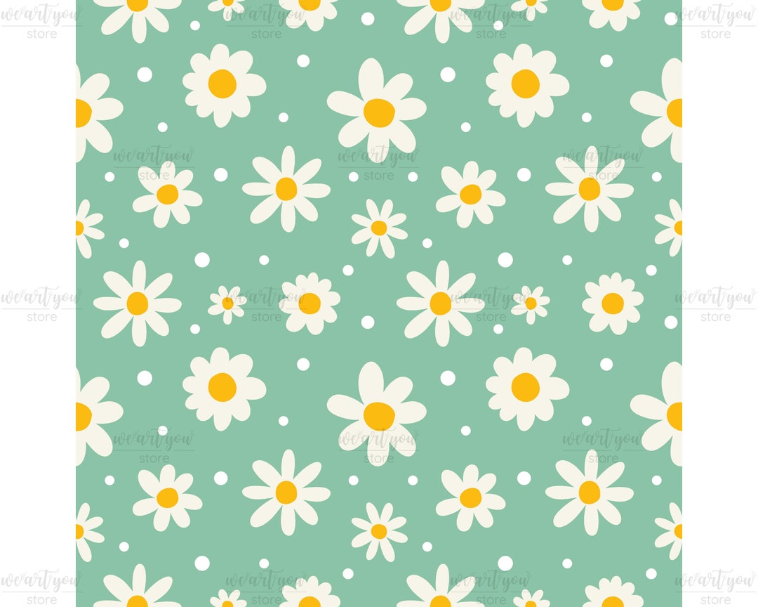 Groovy Daisy Pattern, Retro Daisies Flower, Daisy Seamless Fabric ...
